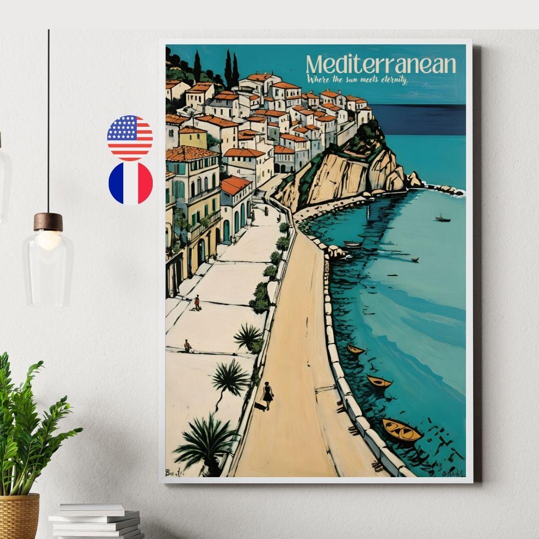Mediterranean Sea Poster, Quote About the Sea: Where the Sun Meets ...
