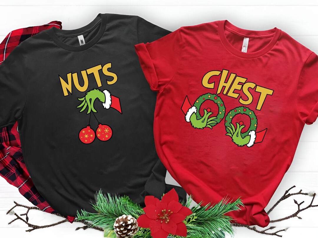 Chest Nuts Couples Matching Shirt, Funny Christmas Tees, Holiday ...