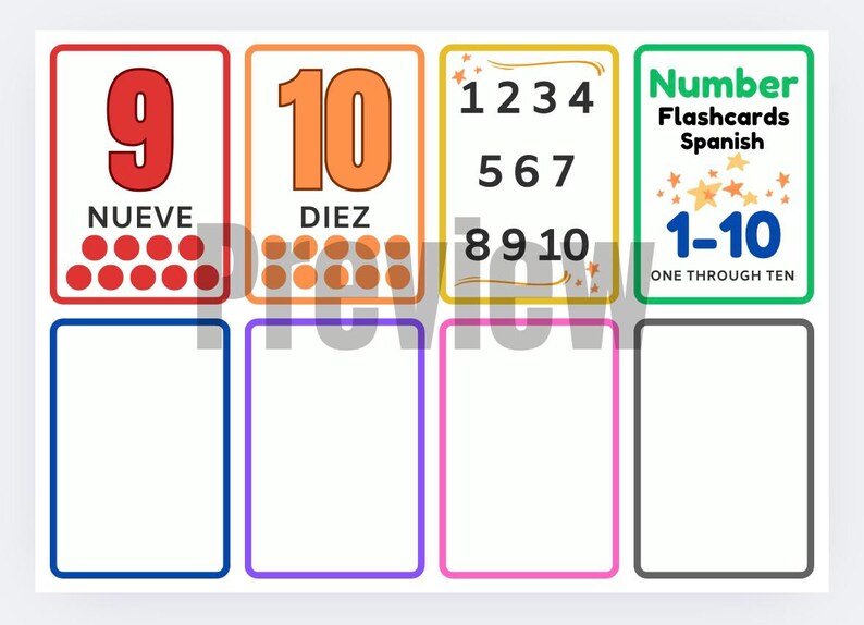 Printable Spanish Number Flashcards - Etsy