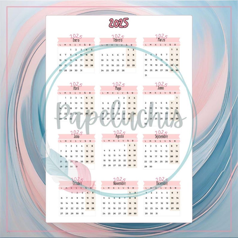 Pack of Printable 2025 Calendars in Spanish: Annual and Monthly - Etsy