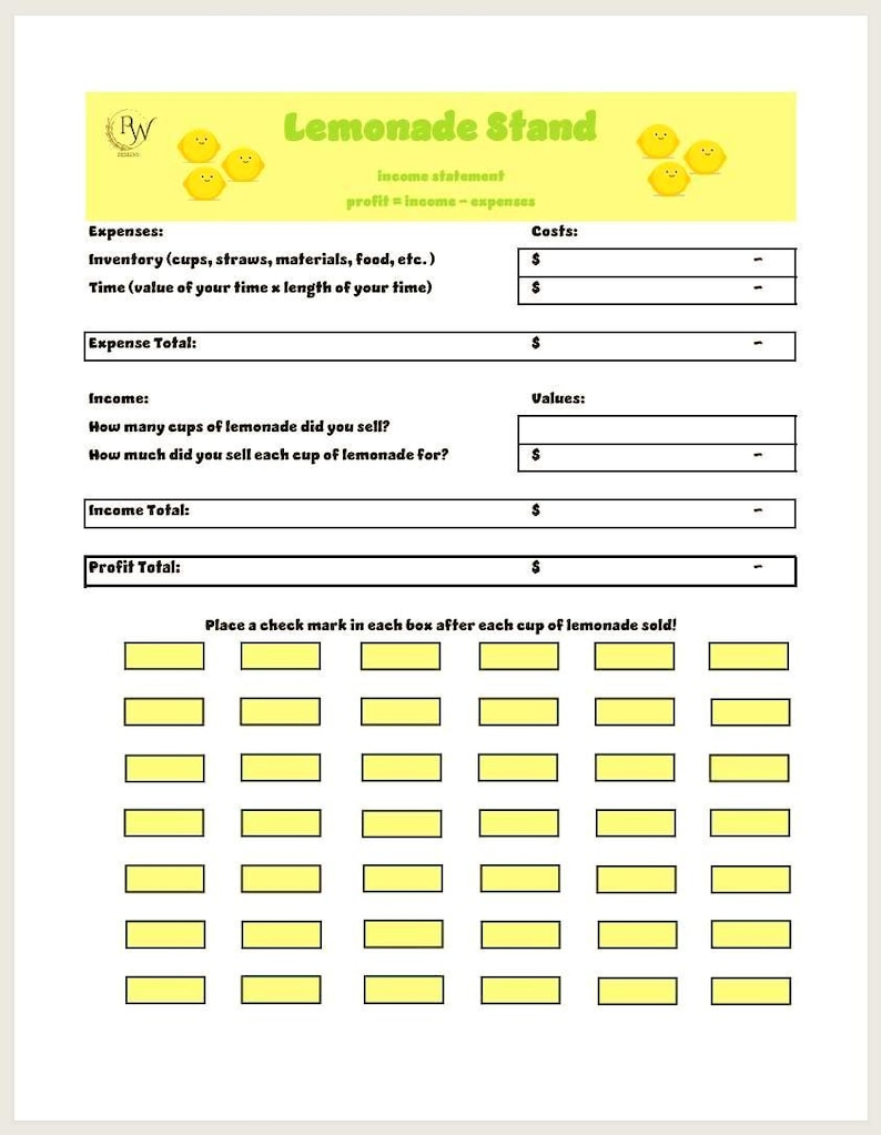 Lemonade Stand Printable - Etsy
