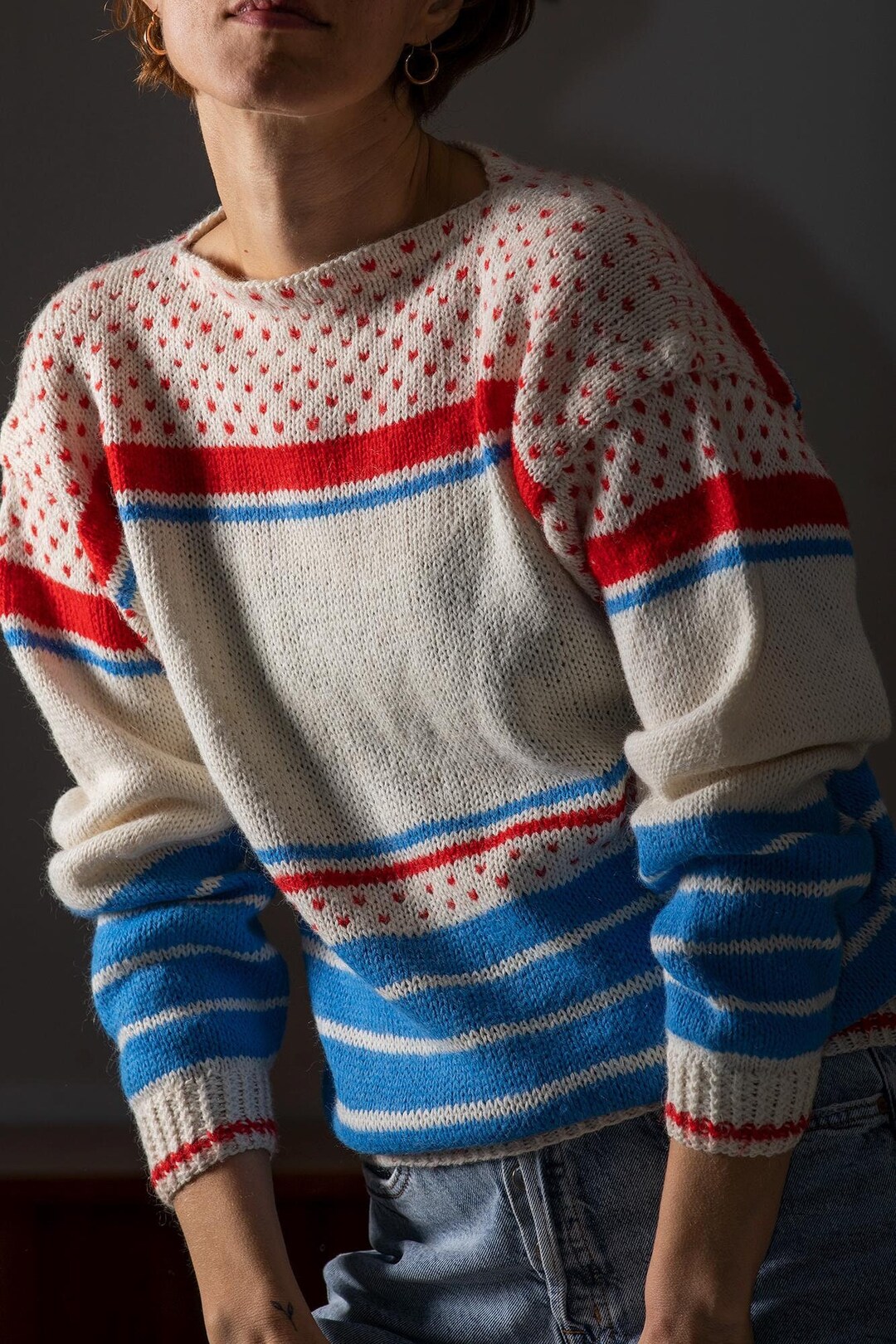 Vintage Cotton Pullover Made in Italy/retro Wool 80s Pullover/ Size M-L ...