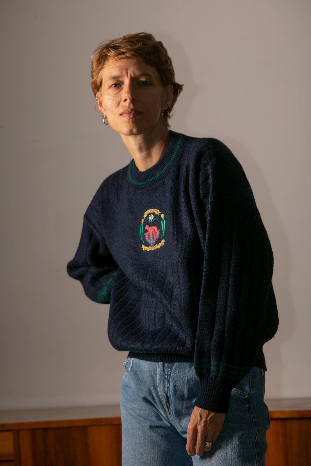 Vintage Benetton Wool Turtleneck From 90s /retro Green Wool Sweater ...