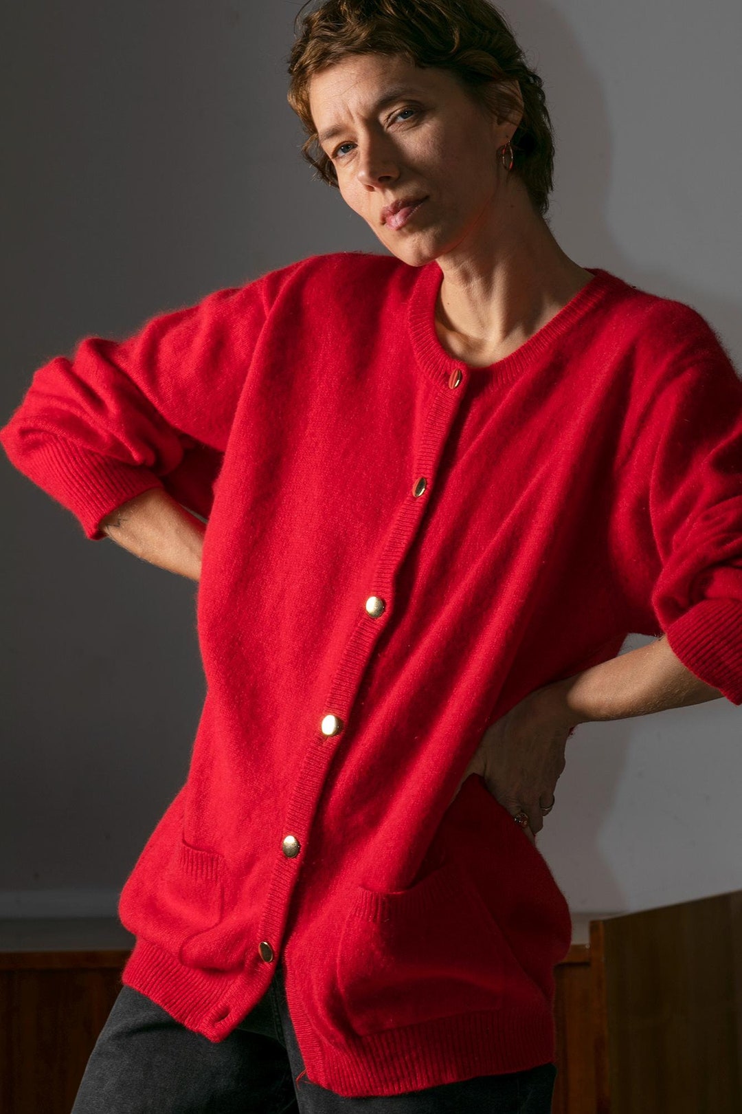 Miss Astor Vintage Wool and Angora Red Cardigan / Casual Sweater ...