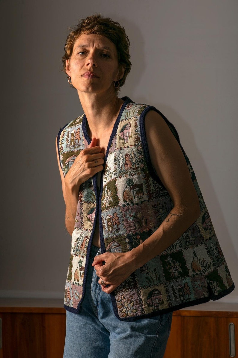 Handmade Vintage Jacquard Vest Made in Austria/retro Casual Tapestry ...