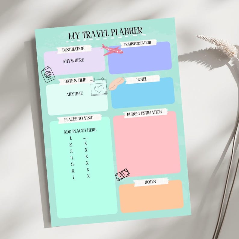 Travel Itinerary Planner Printable & Digital | Fun and Cute Holiday ...