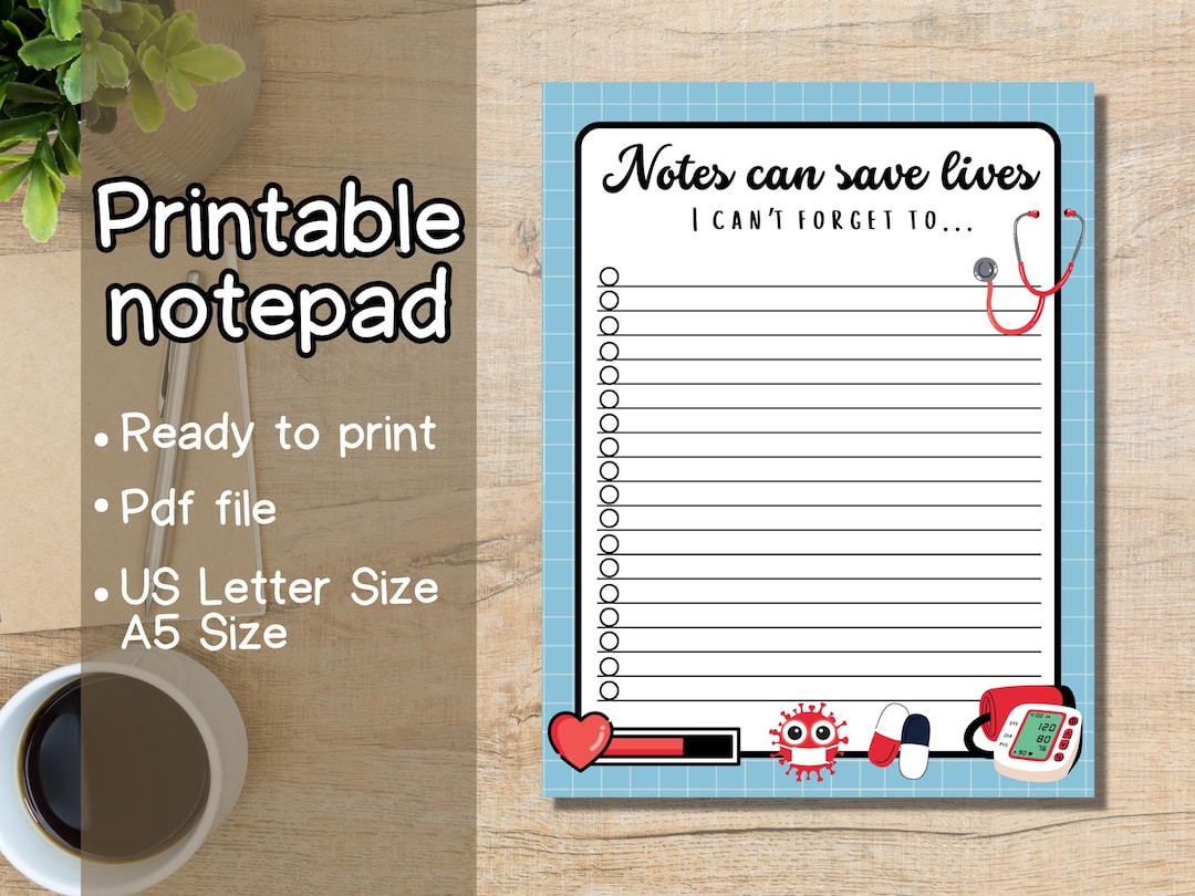 Printable Notepad for Doctors and Nurses to Do List Printable Checklist ...