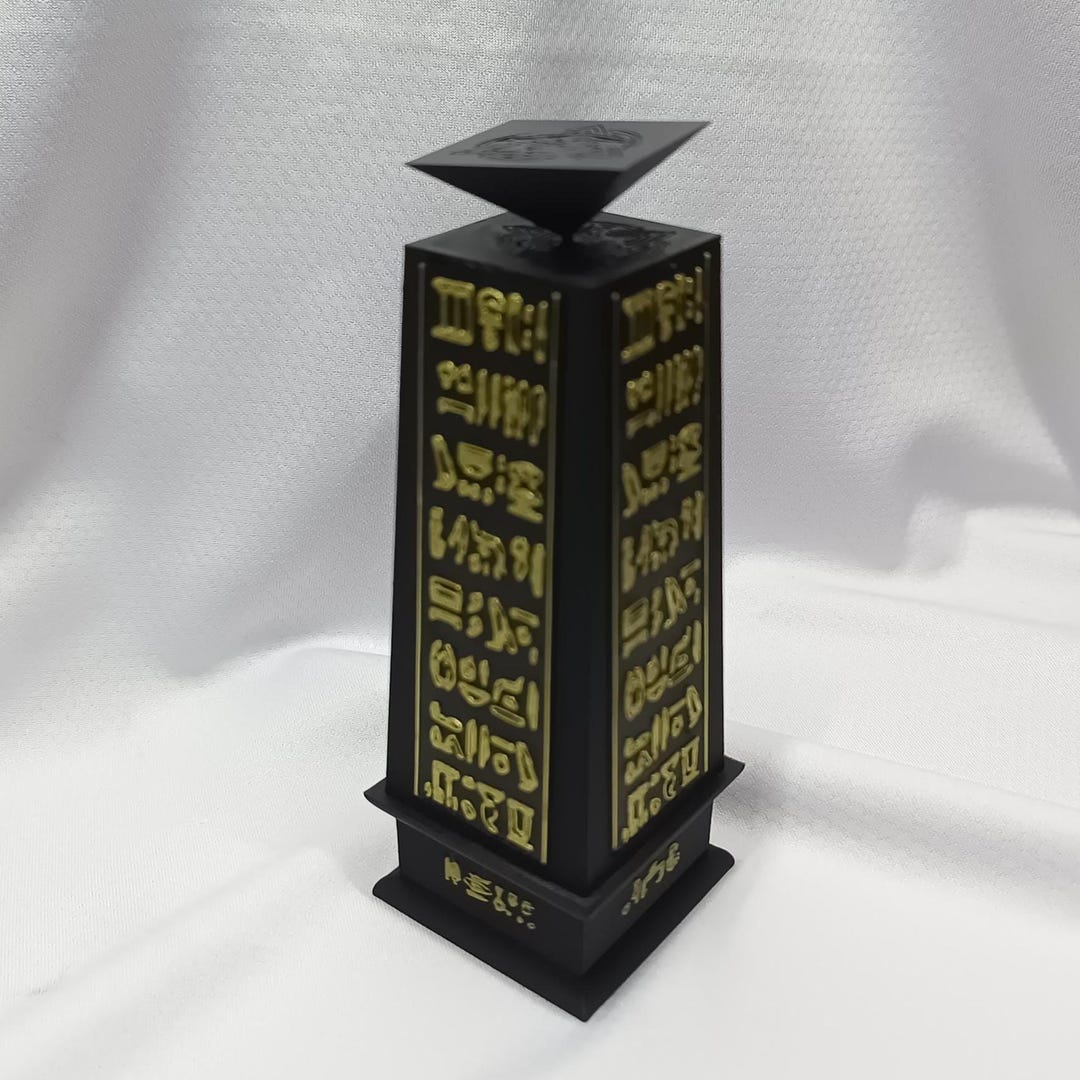 Egyptian Obelisk Sculpture Anti-gravity Floating Art Black and Gold, 3D ...