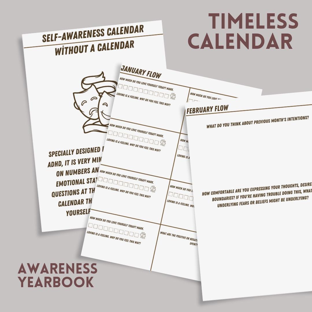 Minimalist ADHD Self-awareness Calendar - Emotional State Tracking ...