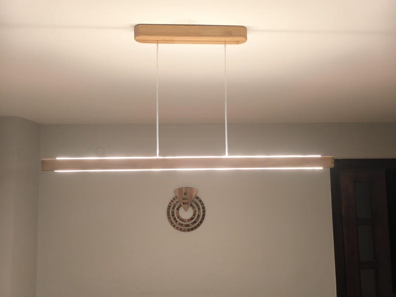 Oak Wood, Pendant Light, Modern Linear LED Lighting by Woodpecker World - Etsy