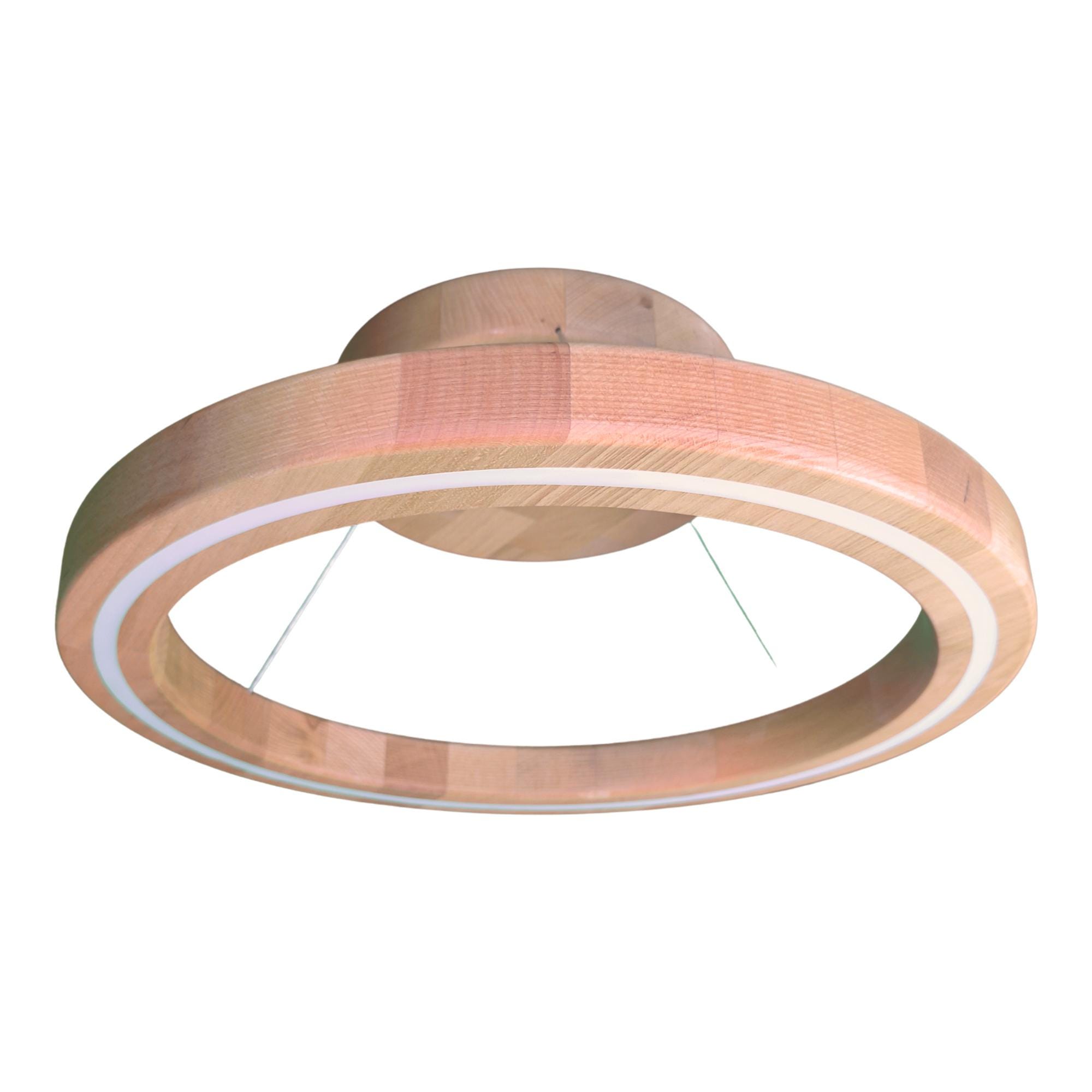 Round Wooden LED Ceiling Light – Flush Mount for Bedroom, Dining and ...