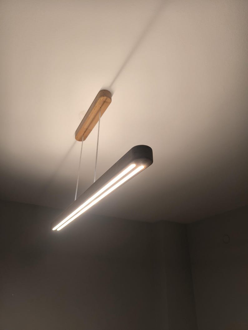 Oak Wood, Pendant Light, Modern Linear LED Lighting by Woodpecker World ...