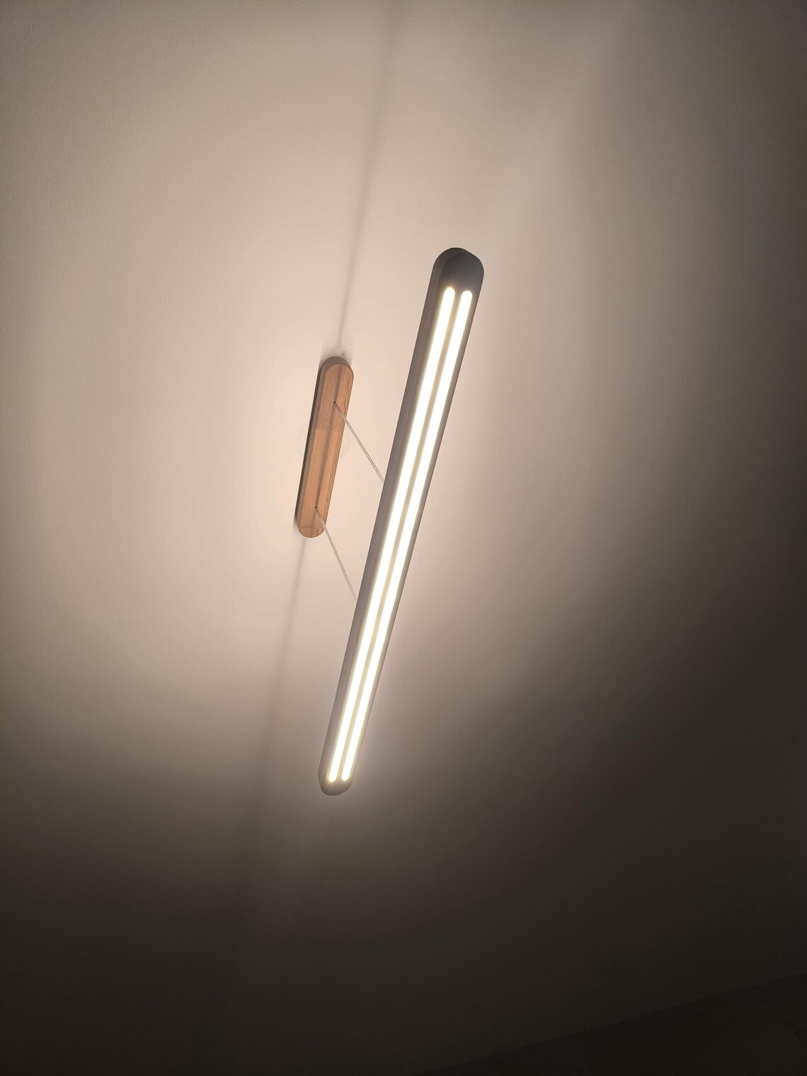 Oak Wood, Pendant Light, Modern Linear LED Lighting by Woodpecker World ...