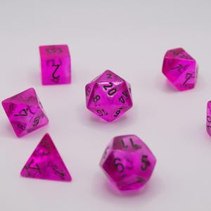 Temporal Embrace -pink and Clear Resin Dice, Polyhedral Dice Set, RPG ...
