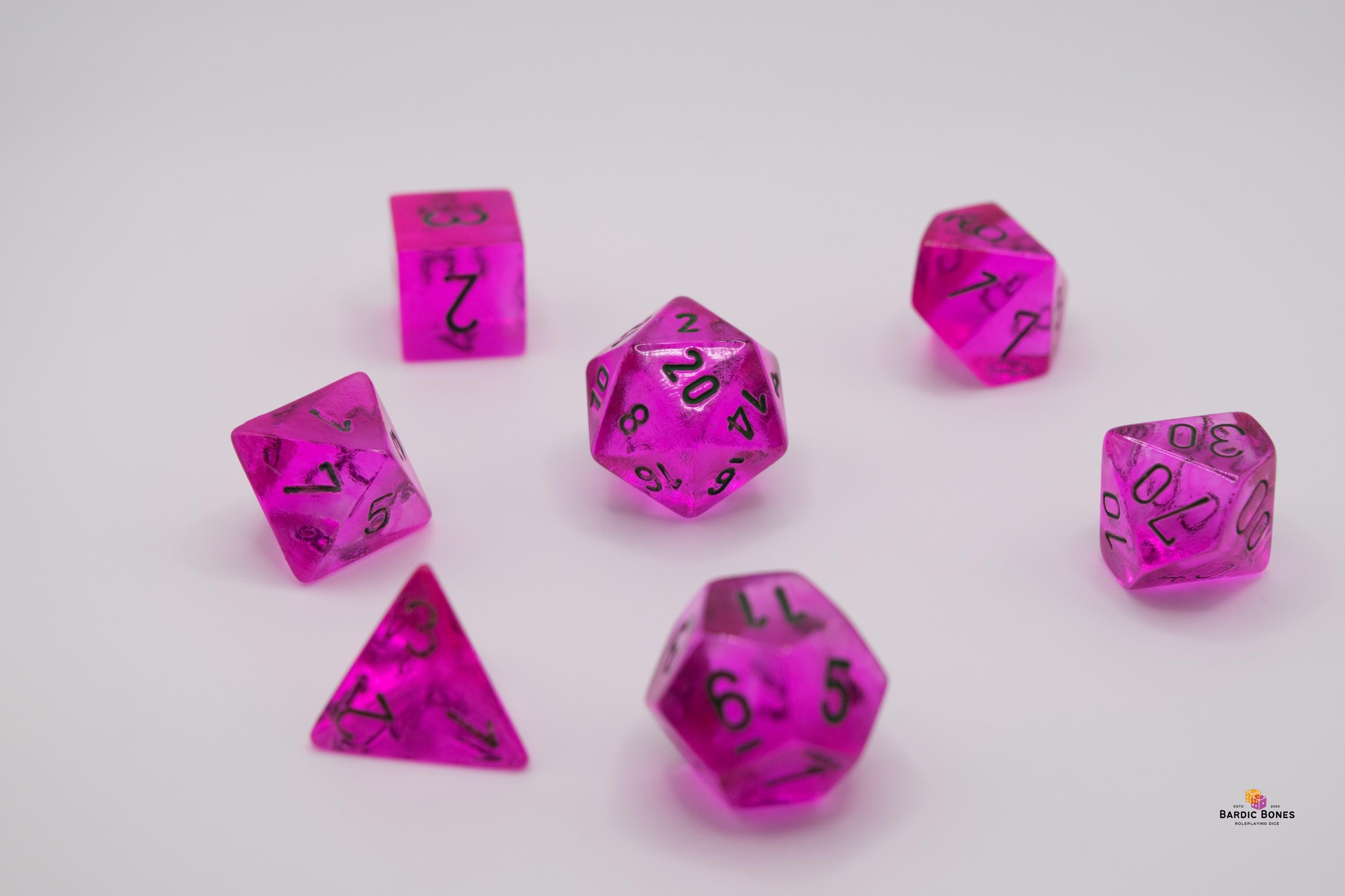 Temporal Embrace -pink and Clear Resin Dice, Polyhedral Dice Set, RPG ...