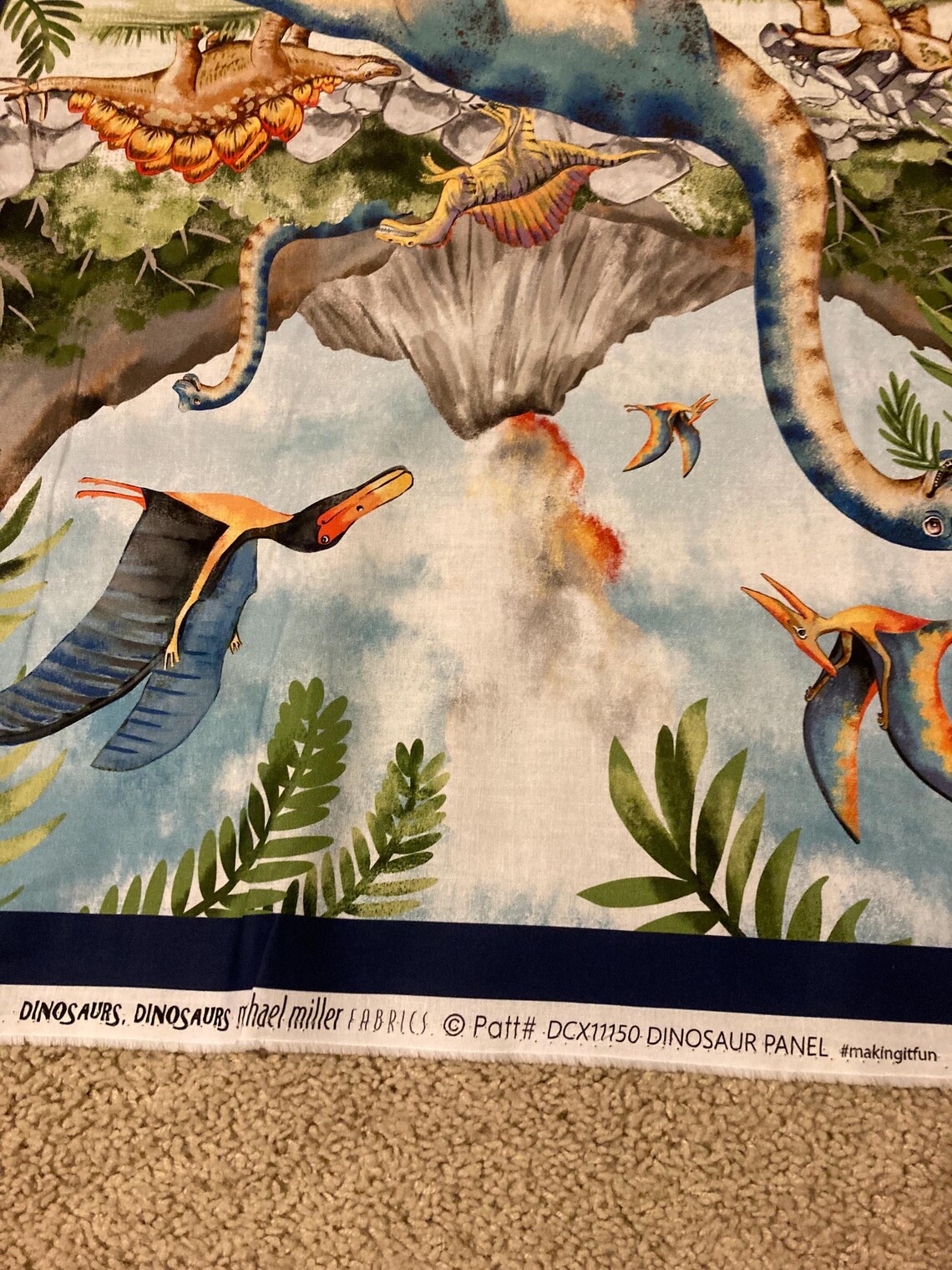 Michael Miller Cotton Print 24” Dinosaur Panel - Etsy