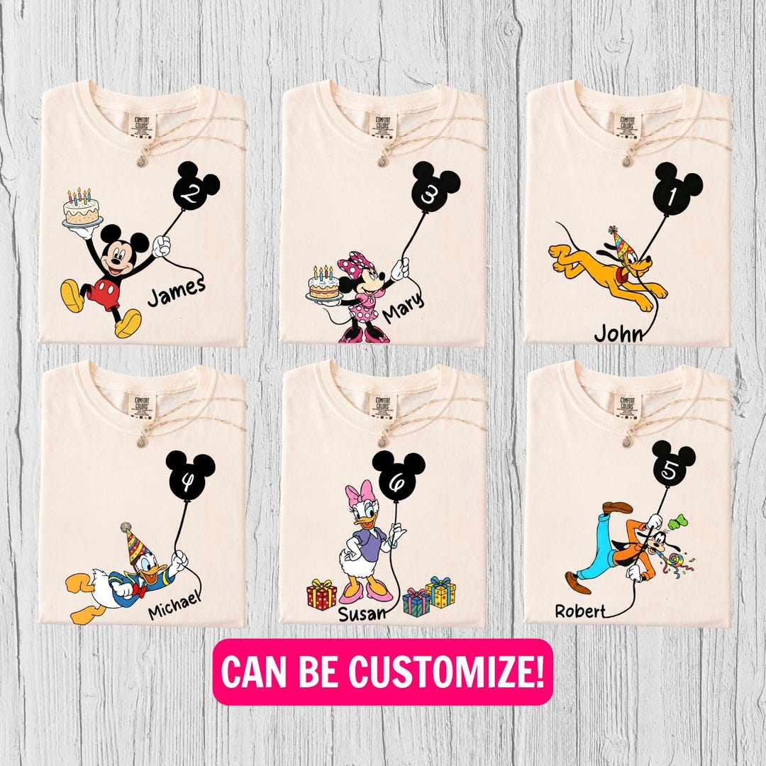 Custom Disney Birthday Shirt Mickey Mouse Balloon Shirt Personalized ...