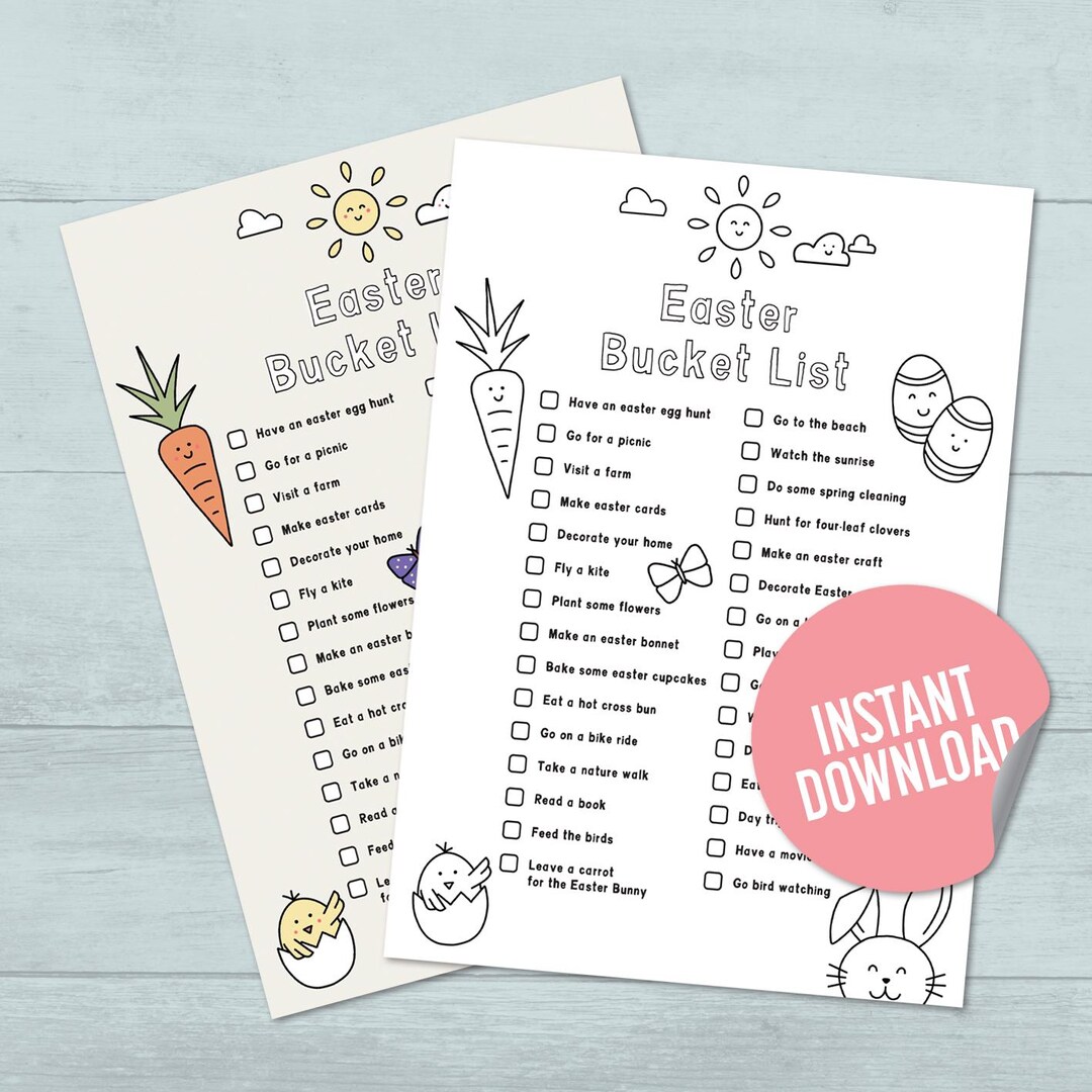 Printable Easter Bucket List for Kids, A4 Family Holiday Activity Ideas ...