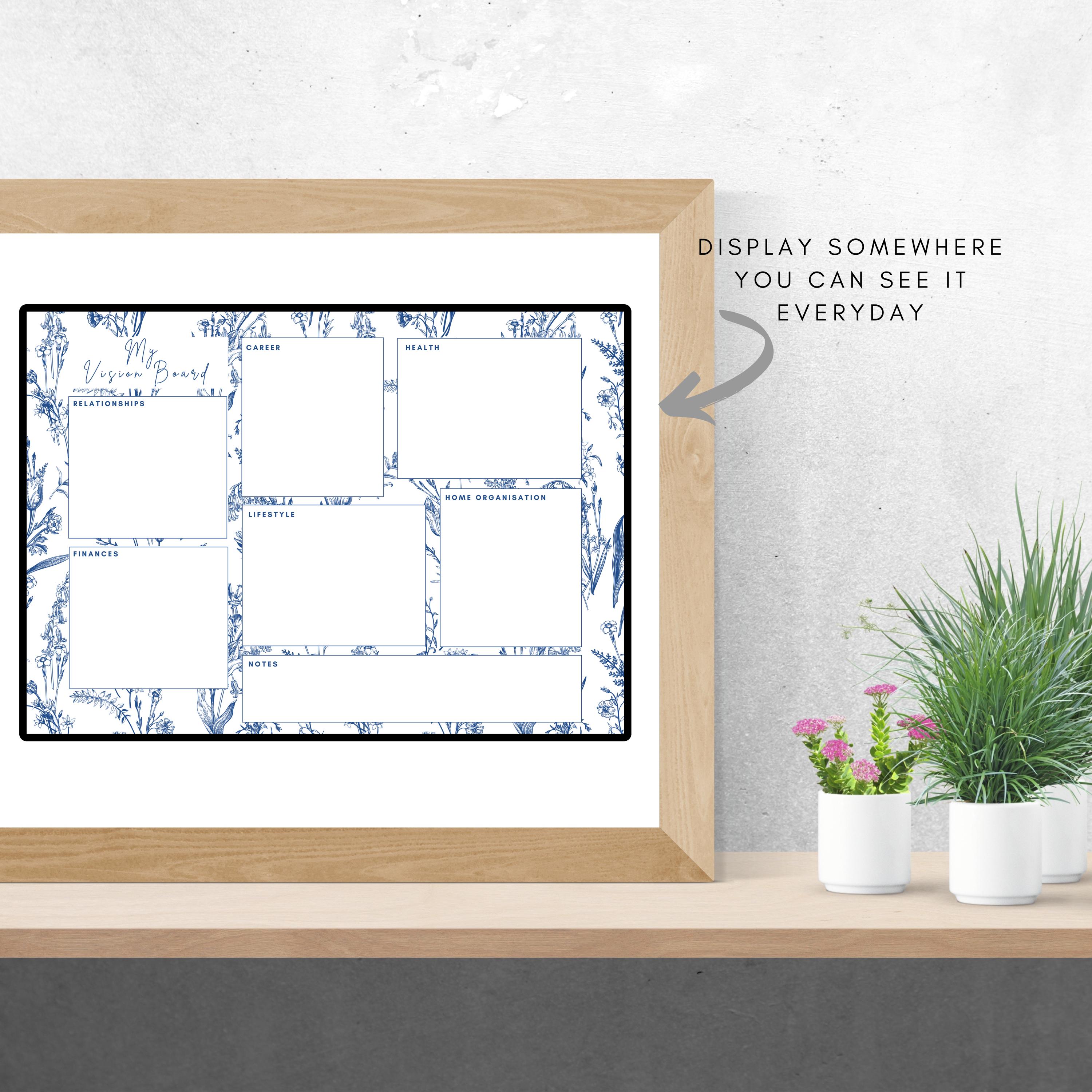 Floral Vision Board Template: Printable Goal Setting Kit (PDF Download ...