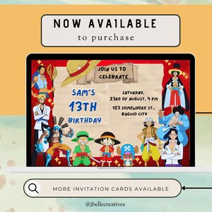Editable One-piece Theme Invitation Card Template Anime Invitation Card ...