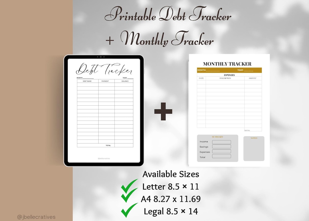 Debt Tracker Printable Monthly Tracker Ready to Print Monthly Planner ...