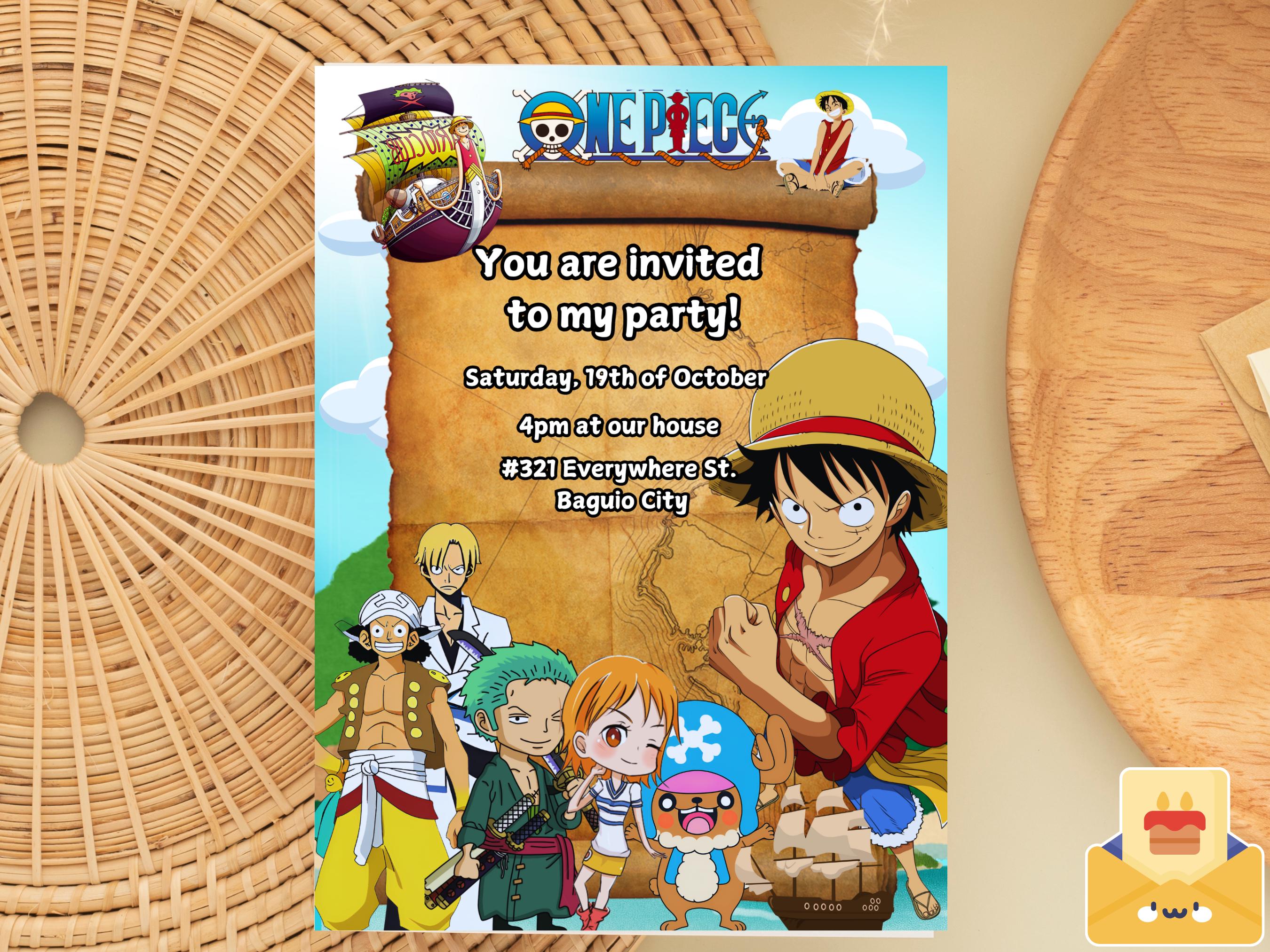 Editable One-piece Theme Inspired Invitation Card Template Anime ...