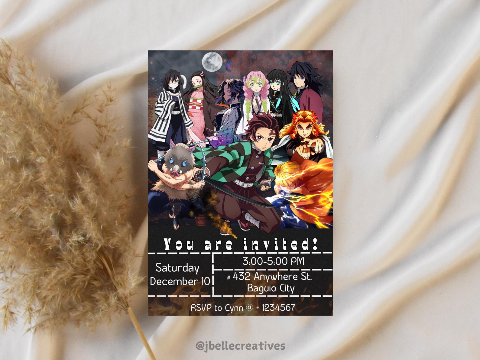 Anime Birthday Invitation | Kids Party Invite Printable Birthday Card ...