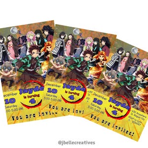Anime Birthday Invitation Demon Slayer Party Invite Demon Slayer ...