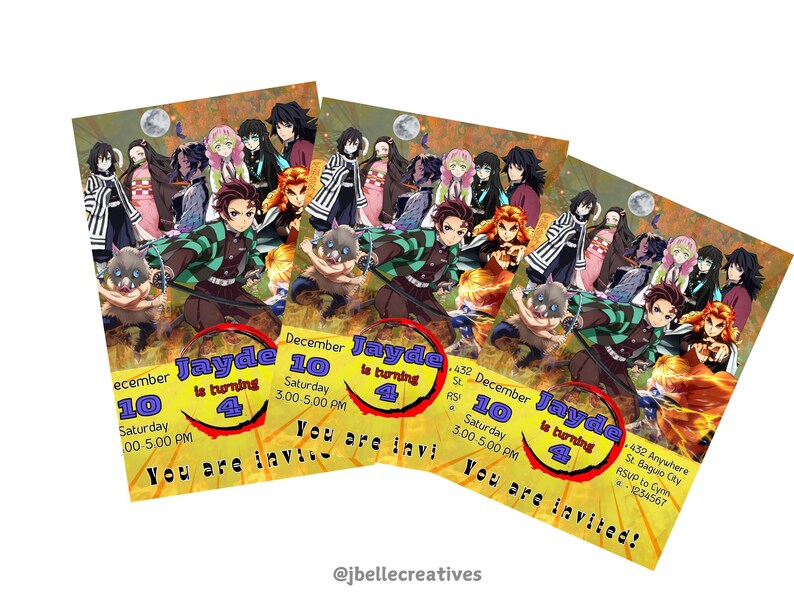 Anime Birthday Invitation Demon Slayer Party Invite Demon Slayer ...