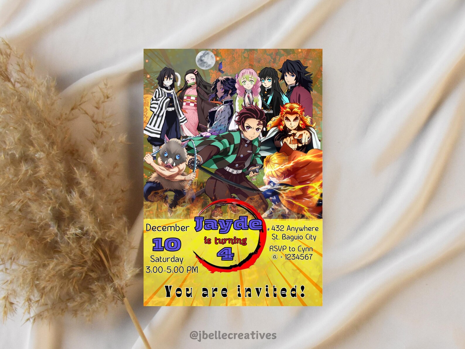 Anime Birthday Invitation Demon Slayer Party Invite Demon Slayer ...