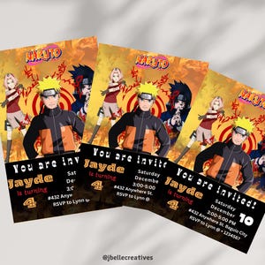 Anime Naruto Editable Inspired Invitation Card | Manga Anime Invite ...