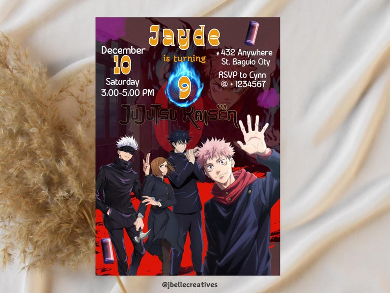 Printable Digital Birthday Card | Anime Birthday Invitation Kids ...