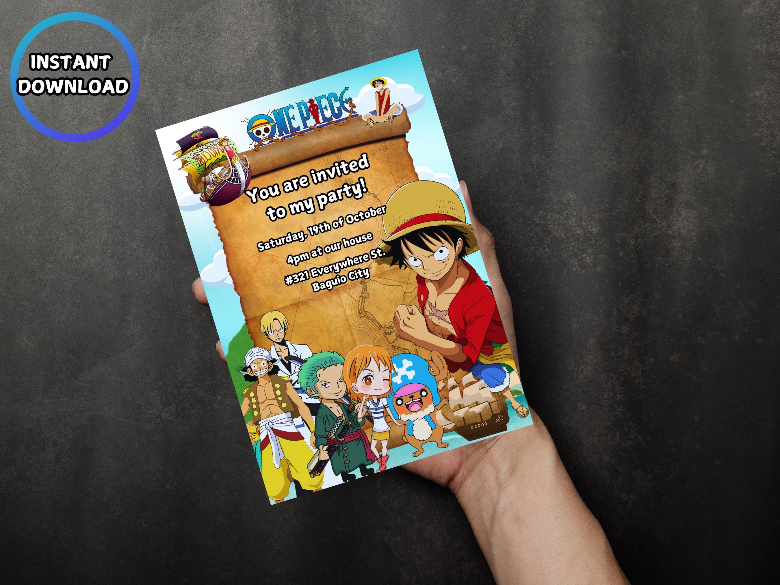 Editable One-piece Theme Inspired Invitation Card Template Anime ...