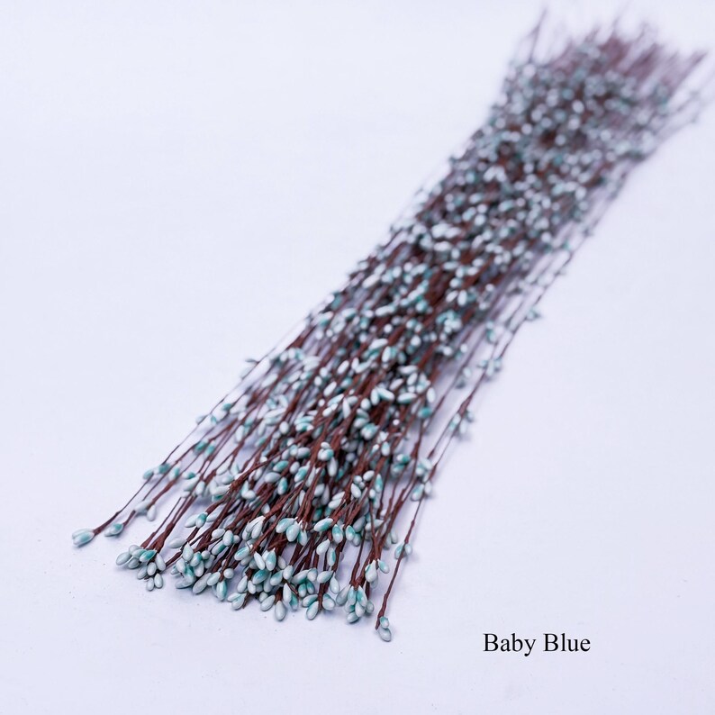 50pcs Navy Blue Pip Berry Stems - 23.5'' Teal Bendable Branches for DIY ...