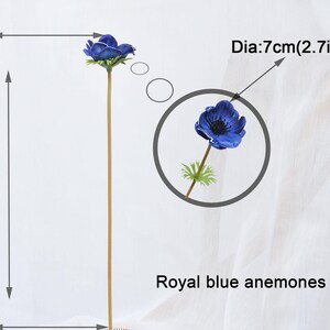 Real Touch Royal Blue Anemones/navy Blue Anemones/white Anemones/diy ...
