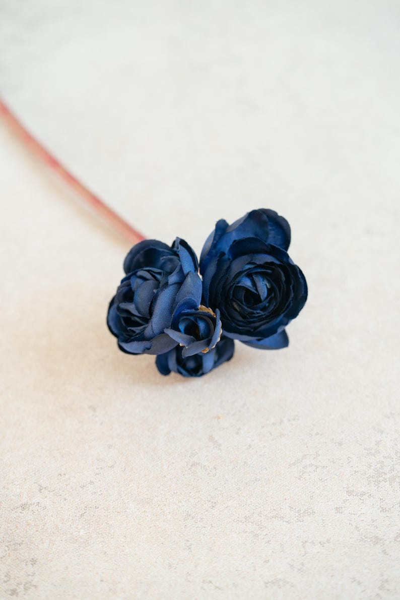 10'' Navy Blue Rose Bundle – Faux Flower Stems Perfect for DIY Wedding ...