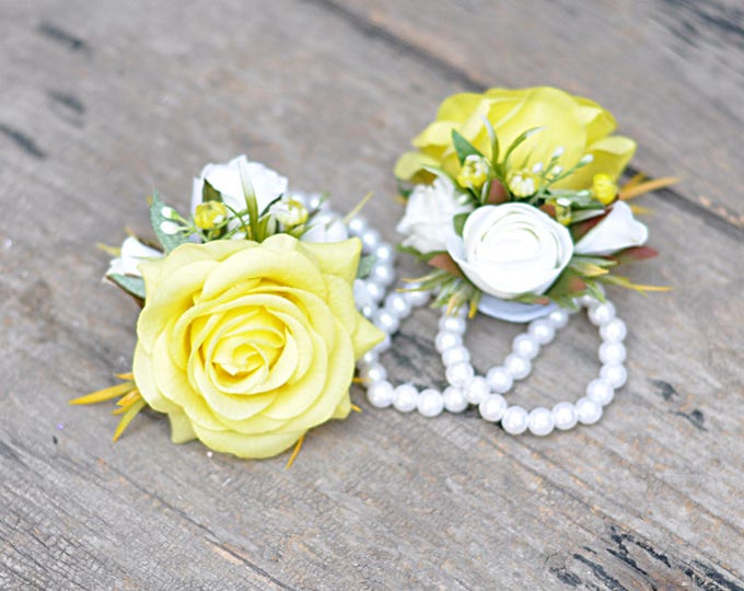 Yellow Corsage, Yellow Rose Corsage, Yellow Wrist Corsage, Yellow Rose ...