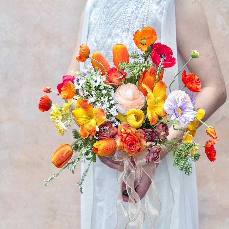 Large Bohemian Rose Bridal Bouquet for Rustic Fall Wedding - Real Touch ...