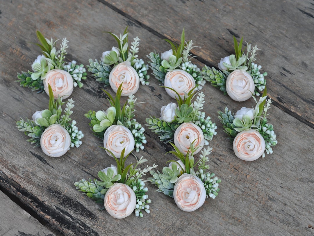 Elegant Champagne Pink Rose Pin Corsage Gift for Bridesmaid, Groomsmen ...
