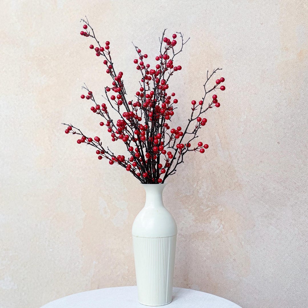 Faux Winterberry Branch 3-stem Bundle: Christmas Garland & Table ...