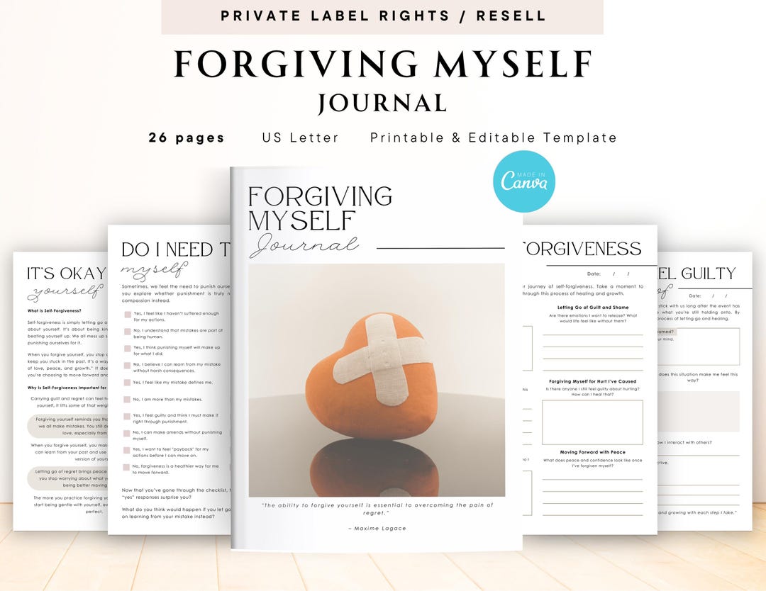 PLR / Resell Forgiving Myself Journal for Commercial Use, Printable and ...