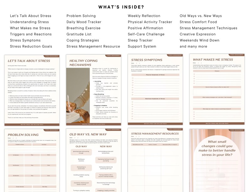 Stress Management Journal | Editable and Printable Template | Personal ...