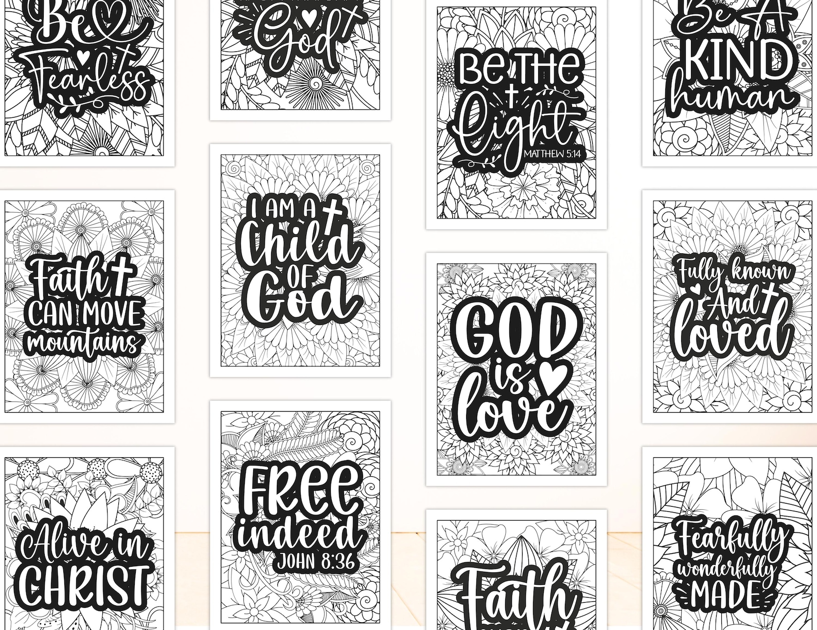 Christian Quotes Coloring Pages for Adult, KDP Interior, PDF and PNG ...