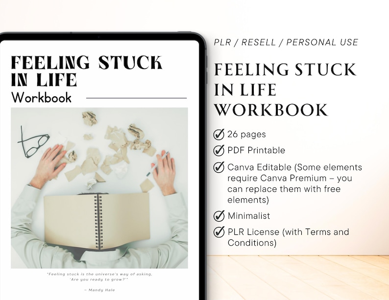 PLR / Resell Feeling Stuck in Life Workbook for Commercial Use ...
