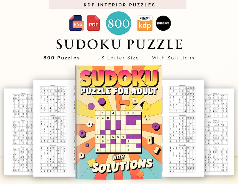 Sudoku Puzzle 800+ for KDP Interior Printable Activity Game Bundle With ...