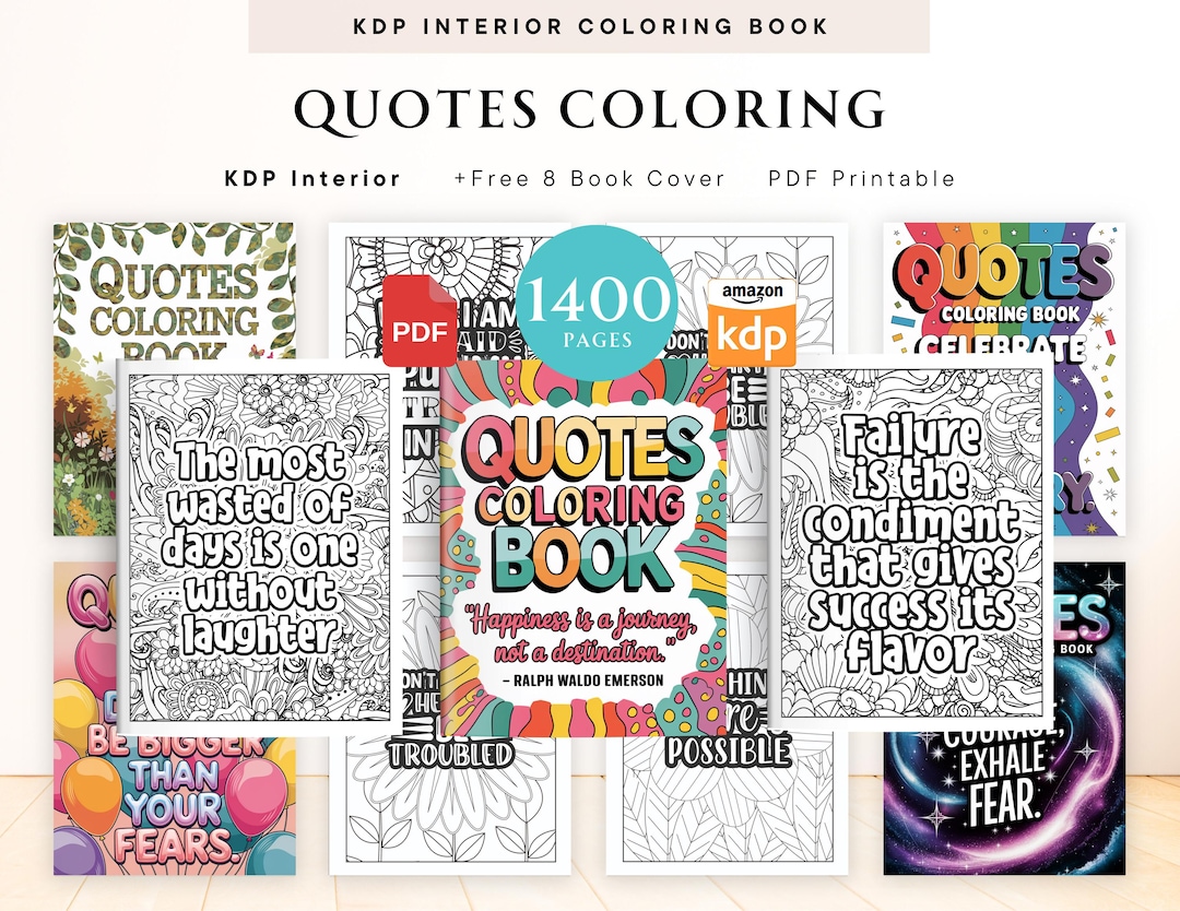 1400 Quotes Coloring Book Adult Bundle Printable for KDP Interior ...