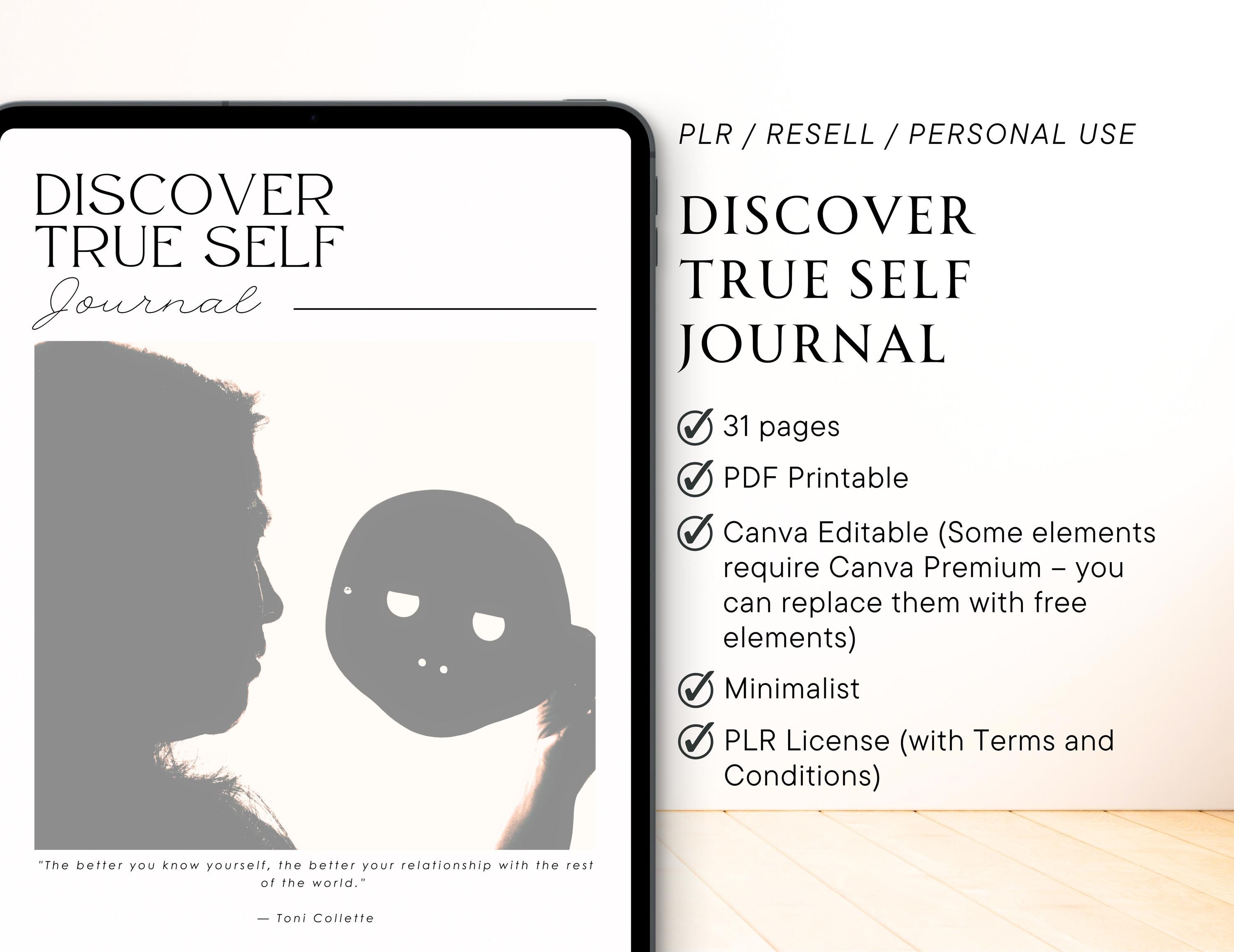 PLR / Resell Discover True Self Journal for Commercial Use, Printable ...