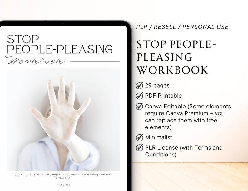 PLR / Resell Stop People-pleasing Workbook for Commercial Use ...