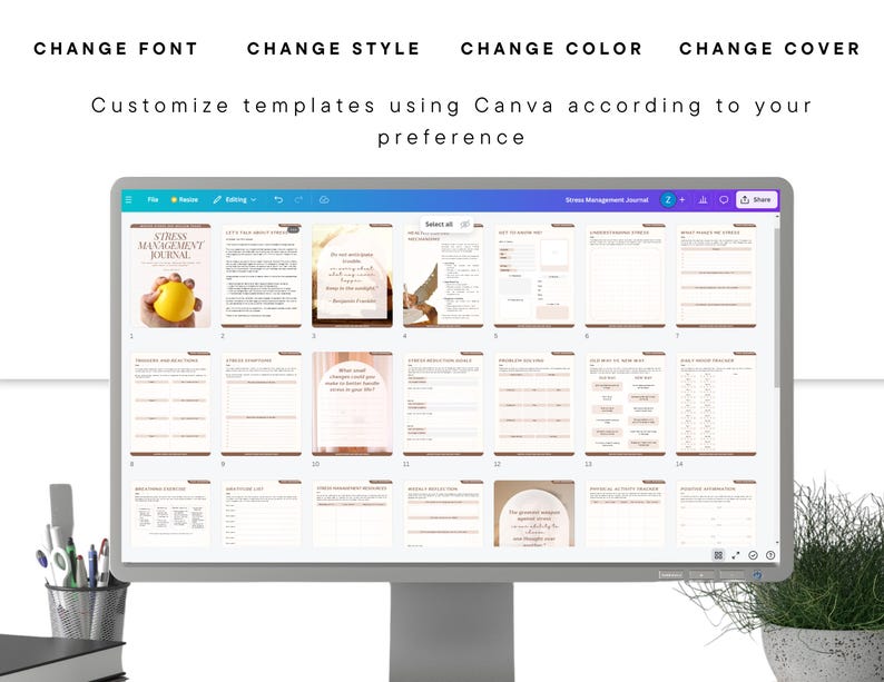 Stress Management Journal | Editable and Printable Template | Personal ...