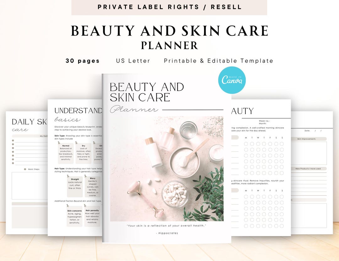PLR / Resell Beauty and Skin Care Planner for Commercial Use, Printable ...